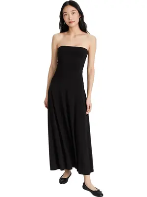 Norma Kamali Strapless Flared Midi Dress - Black