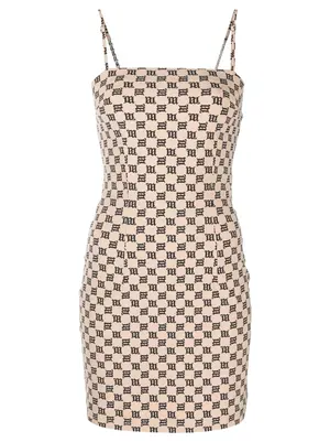 MISBHV Monogram-print Mini Dress - Neutrals
