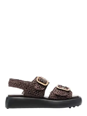TOD'S Chunky Woven Raffia Sandals - Brown