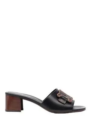 TOD'S Woven-logo Heeled Mules - Black