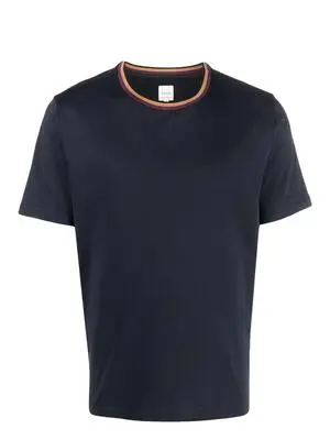 Paul Smith Stripe-trim Organic Cotton T-shirt - Blue
