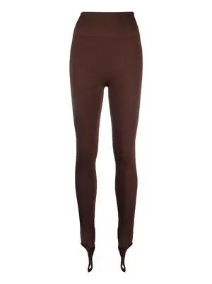 ANDREĀDAMO Open-toe Ribbed Leggings - Brown