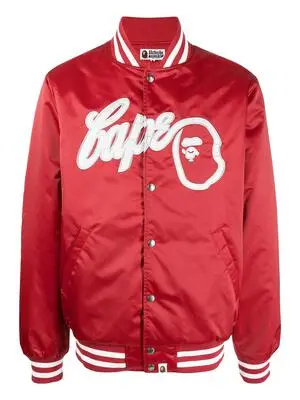 A BATHING APE Logo Patch Bomber Jacket - Red