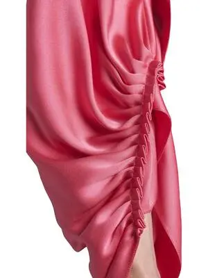 Giorgio Armani Draped Silk Tunic Blouse - Fuchsia