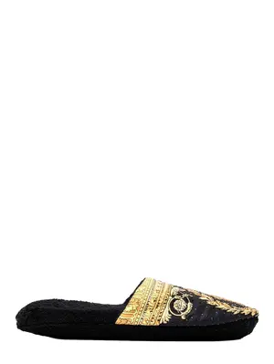Versace Baroque-print Slippers - Black