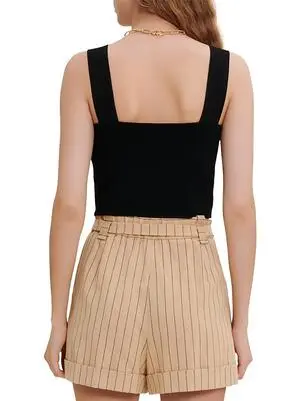 Maje Maclyna Square Neck Crop Top - Black