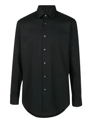 BOSS Curved-hem Button-down Shirt - Black