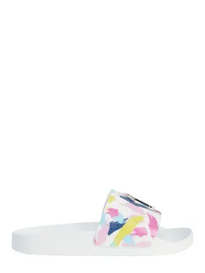 GIUSEPPE ZANOTTI Brett Brushstroke-Print Slides White