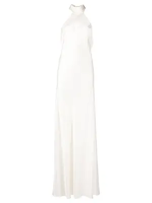 Michelle Mason Backless Halter-neck Gown - White