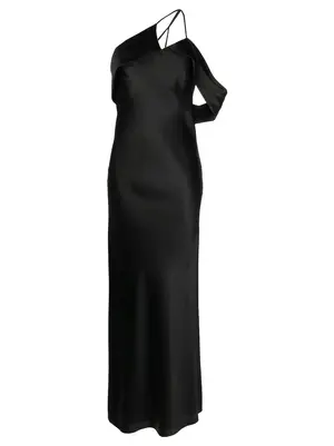Michelle Mason Bias-cut One-shoulder Gown - Black
