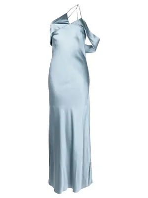 Michelle Mason Bias-cut One-shoulder Gown - Grey