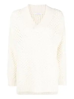 Malo Open-knit V-neck Jumper - Neutrals