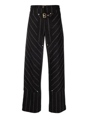 Stella McCartney Striped Wool Trousers - Black