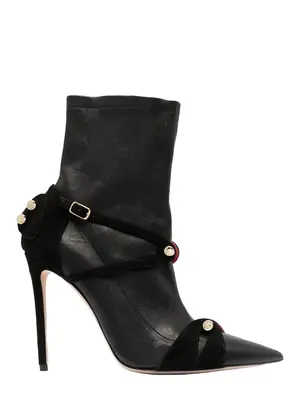 HARDOT Pointed Leather Ankle Boots - Black
