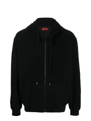 424 Textured Logo-embroidered Hoodie - Black