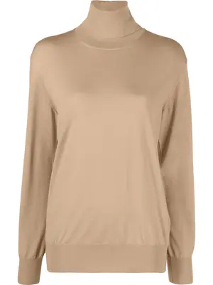 JIL SANDER Roll-neck Wool Jumper - Brown