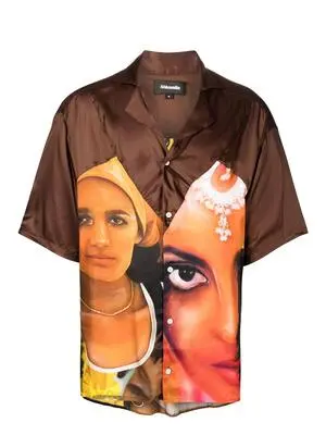 Ahluwalia Graphic-print Short-sleeved Shirt - Brown