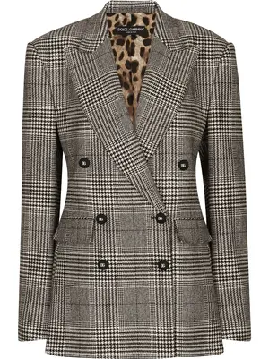 Dolce & Gabbana Glen Plaid Virgin Wool Blazer - White