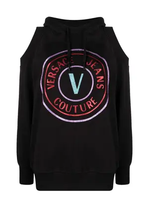 Versace Logo-print Cotton Hoodie - Black