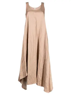 FORME D'EXPRESSION Belted Asymmetric-hem Dress - Brown