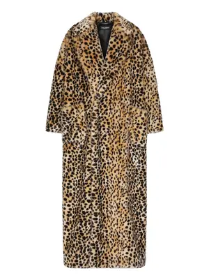 Dolce & Gabbana Leopard-print Faux-fur Coat - Brown