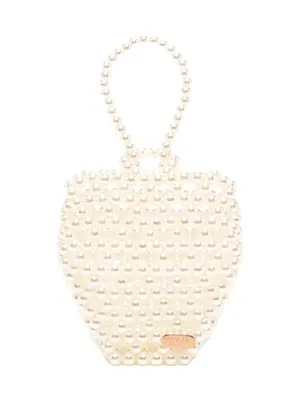 0711 TBILISI Strawberry Beaded Tote Bag - White