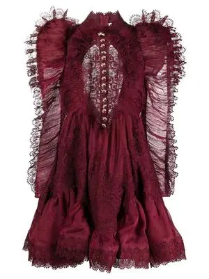 Zimmermann Kaleidoscope Doily-ruffle Mini Dress - Red