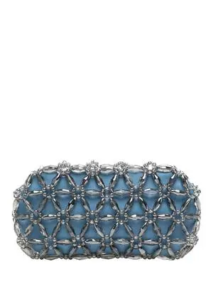 0711 TBILISI Faceted Bead-embellished Clutch - Blue
