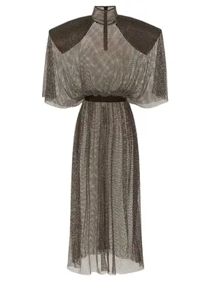 Dolce & Gabbana Rhinestone-embellished Mesh Maxi Dress - Grey