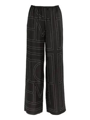 TOTEME Silk Monogram Trousers - Black