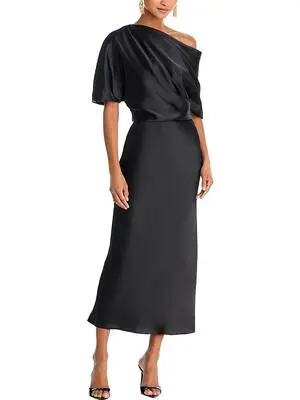 Amsale Amsale Draped Pencil Midi Dress Black