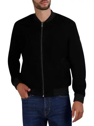 Cole Haan Suede Bomber Jacket Black