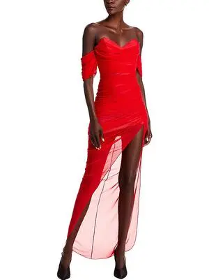 NOOKIE Dita Mesh Gown - Red/nude