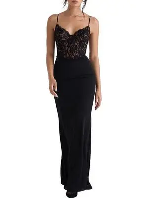 House Of Cb Cara Corset Gown - Black