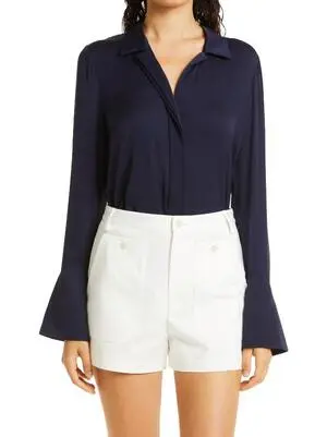 Kobi Halperin Liv Stretch Silk Blouse - Midnight Blue