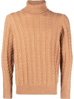 ZANONE Cable-knit Roll Neck Jumper - Brown