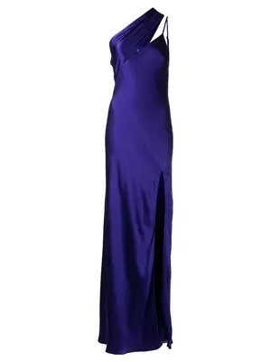 MICHELLE MASON Michelle Mason Side-Slit One-Shoulder Gown