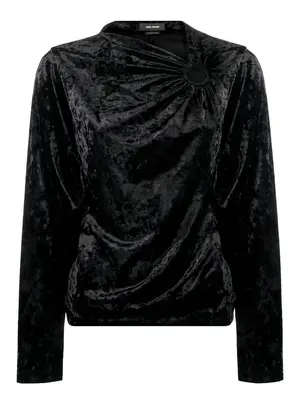 Isabel Marant Crushed-velvet Long-sleeve Top - Black