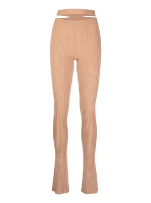 ANDREĀDAMO Cut-out Detail Knit Leggings - Neutrals