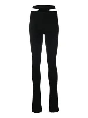 ANDREĀDAMO Ribbed-knit Cut-out Trousers - Black