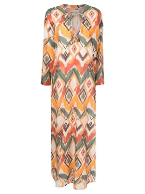 BAMBAH Argentina Geometric-print Maxi Dress - Orange