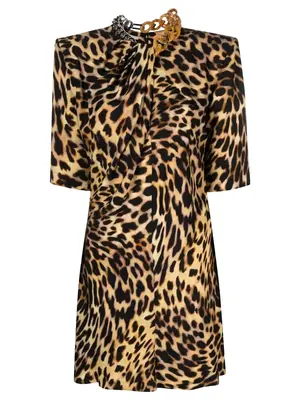 Stella McCartney Leopard Print Mini Dress - Neutrals