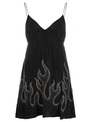 Palm Angels Flame-print Minidress - Black
