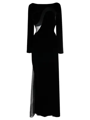 TOM FORD Mesh-panelled Velvet Gown - Black