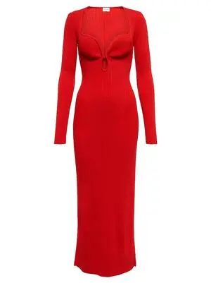 Magda Butrym Cutout Ribbed-knit Midi Dress - Red