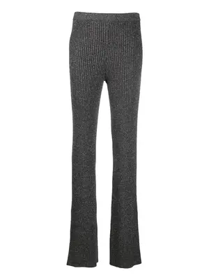 Alberta Ferretti Ribbed-knit Straight-leg Trousers - Grey