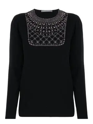Alberta Ferretti Embellished Collar Jumper - Black
