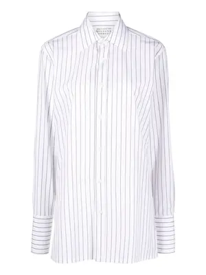 MAISON MARGIELA Long-sleeve Pinstripe Pattern Shirt - White