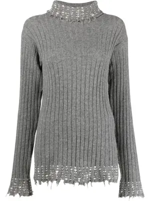 Marni Raw-cut Edge Knitted Jumper - Grey