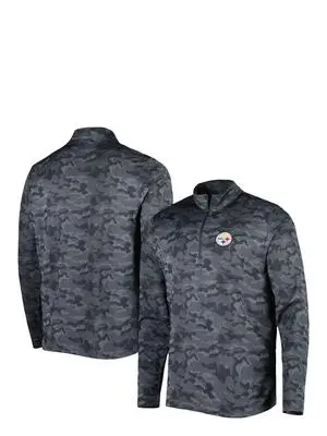 ANTIGUA Pittsburgh Steelers Brigade Quarter-zip Sweatshirt - Black